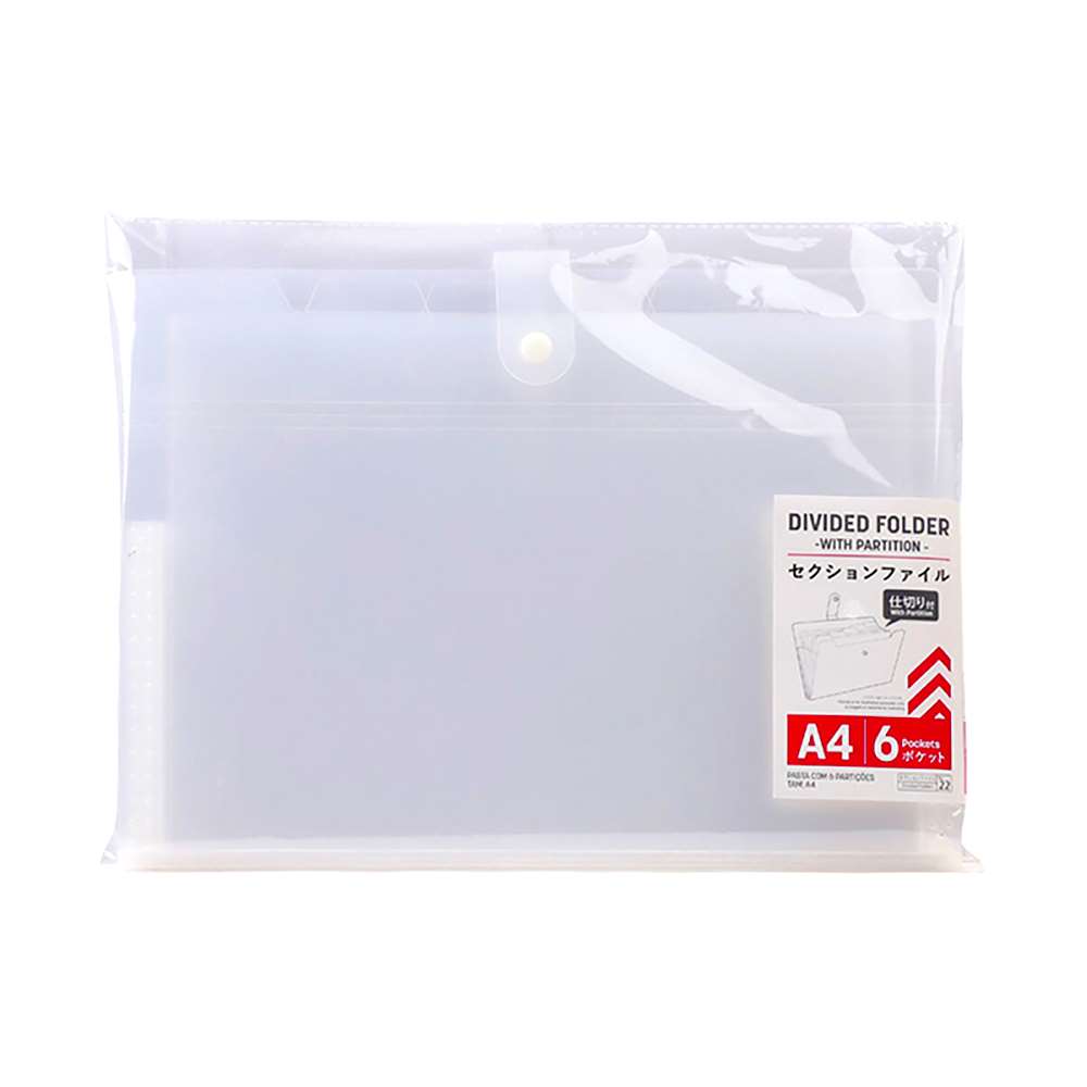 Pasta De Plástico Com Divisória Com 6 Bolso | Daiso